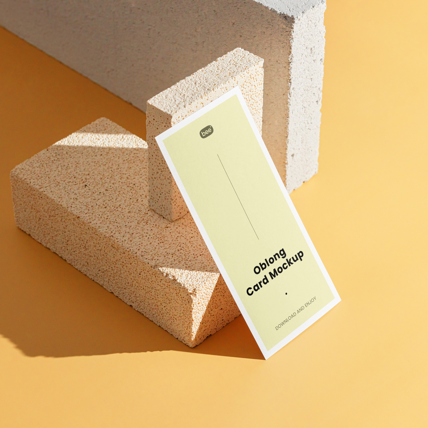 Free Oblong Card with Brick - mockupbee