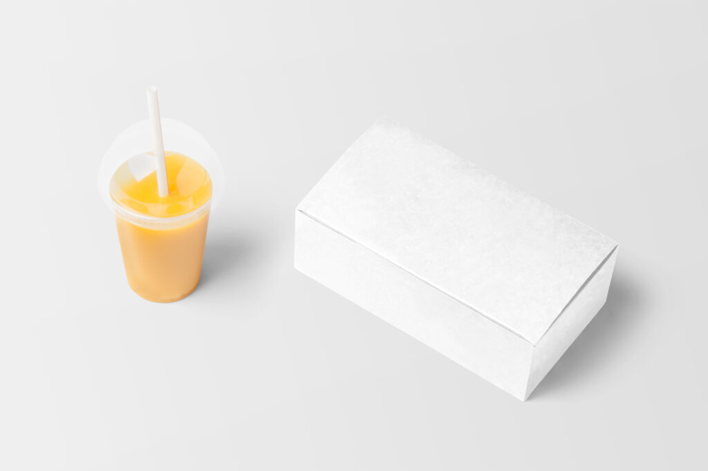 Free Food Box With Juice Mockup Mockupbee