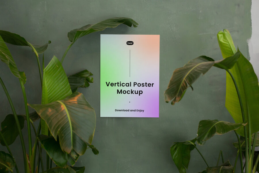 Free Poster with Plant Mockup - mockupbee