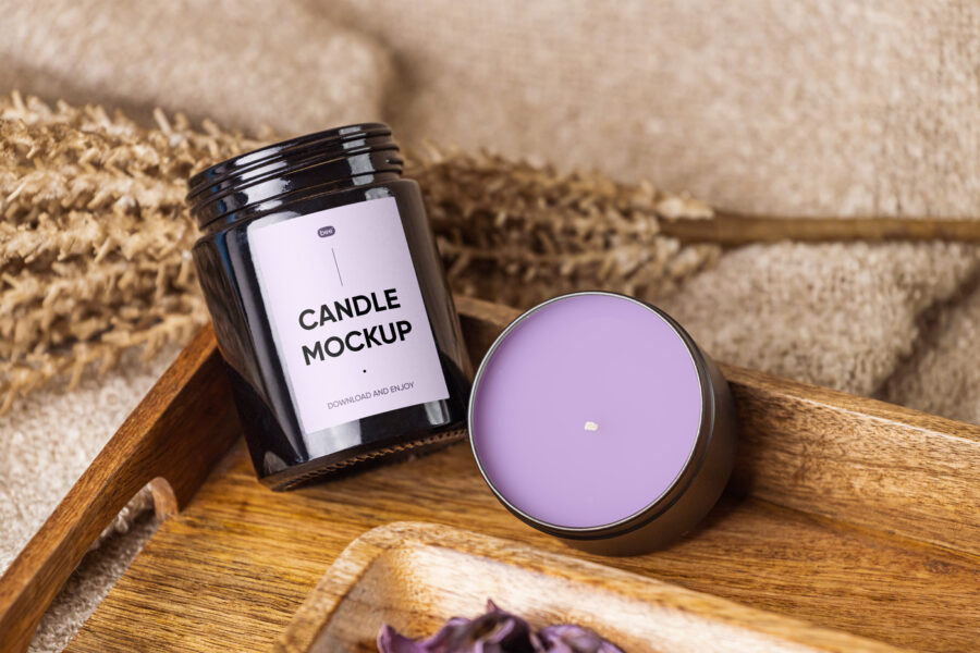 Free Double Candle Mockup - mockupbee