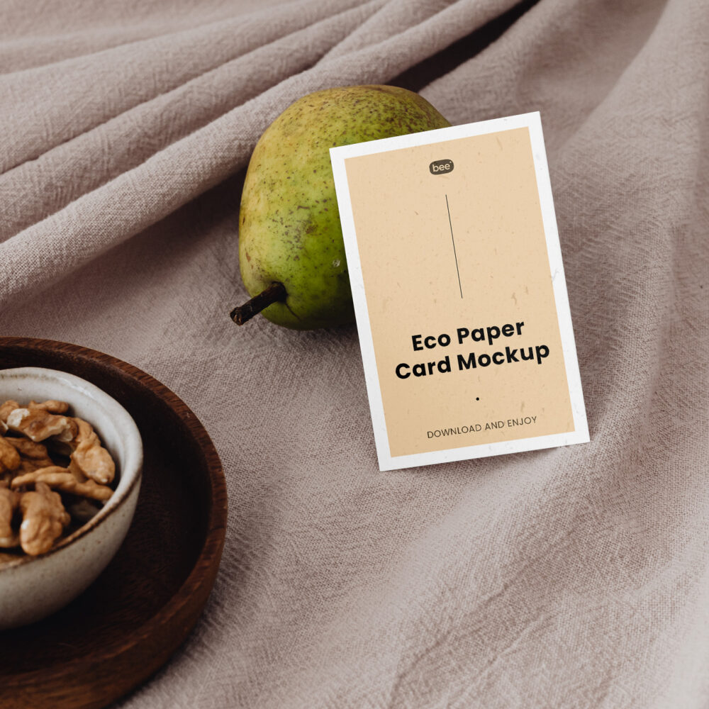 Free Business Card with Walnuts Mockup - mockupbee