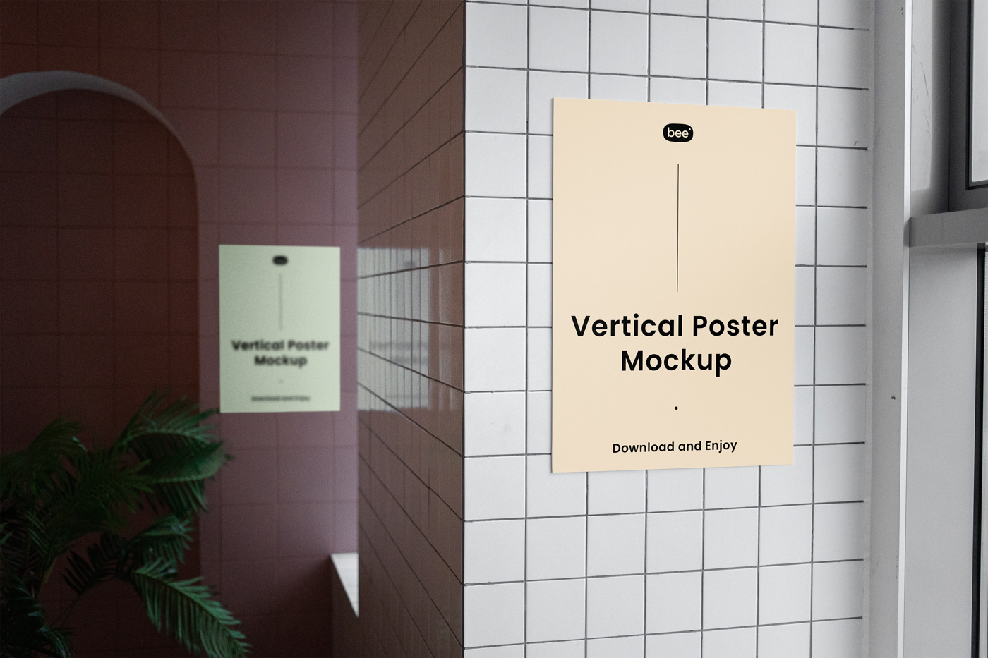 Free Hanging Double Poster Mockup - mockupbee