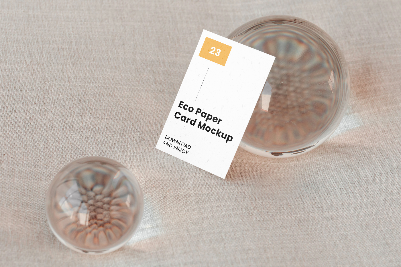Free Business Card with Glass Ball Mockup - mockupbee