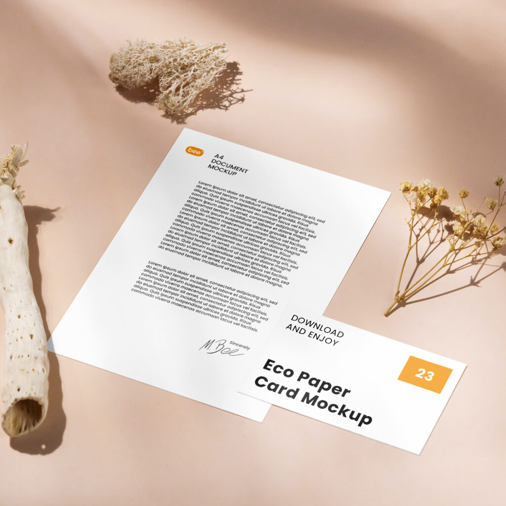 Free Letterhead with Card Mockup - mockupbee