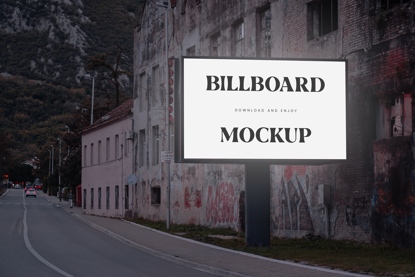 Free Glowing Billboard Mockup - mockupbee