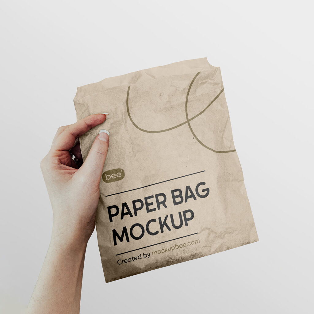Free Square Food Bag Mockup - mockupbee
