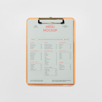 Free Menu Clipboard Mockup - mockupbee