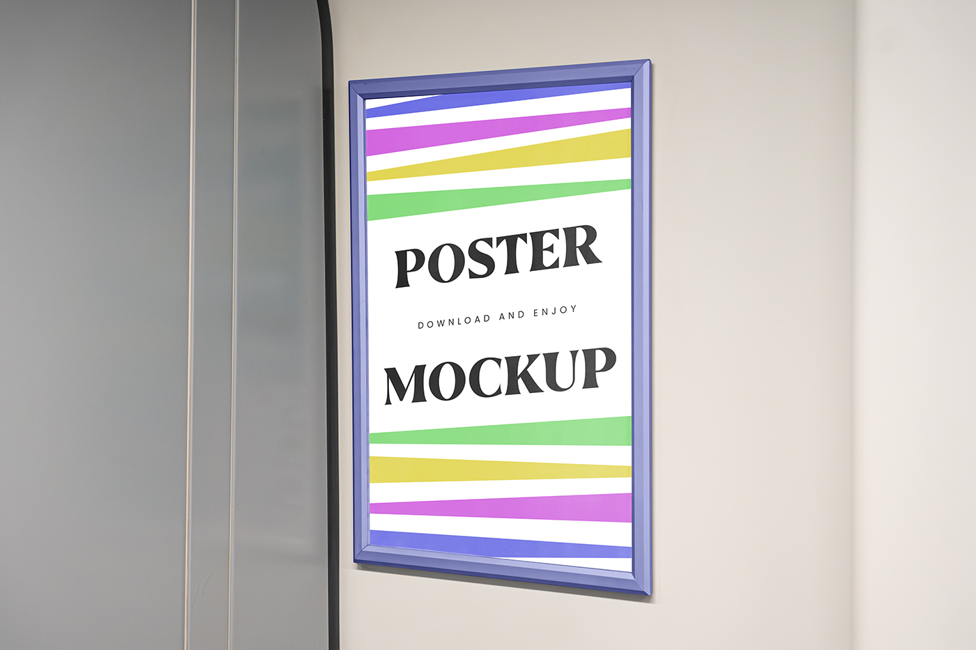 Free Poster in London Train Mockup - mockupbee