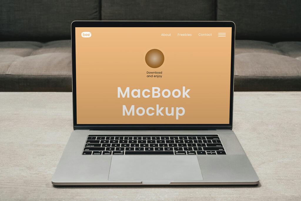 Free MacBook Display Front View Mockup - mockupbee