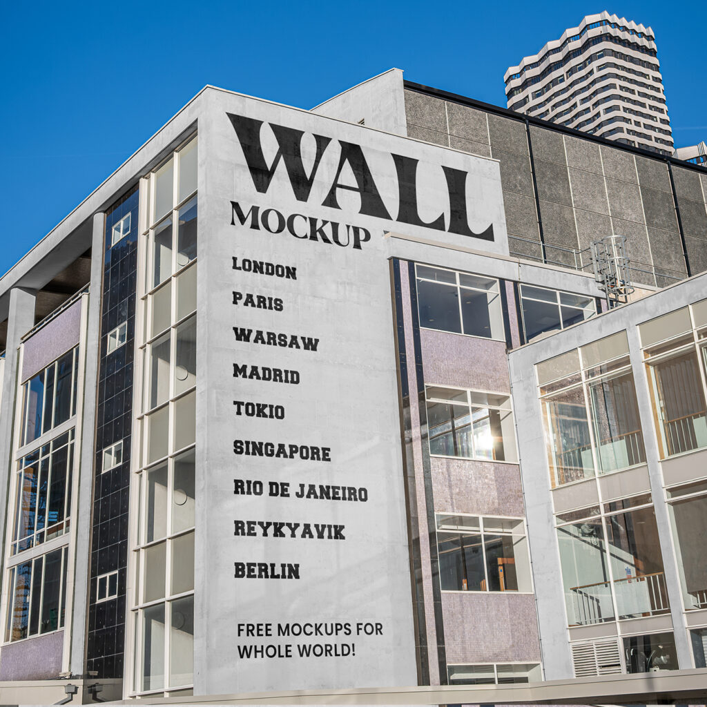 Free Vertical Wall Mockup - mockupbee