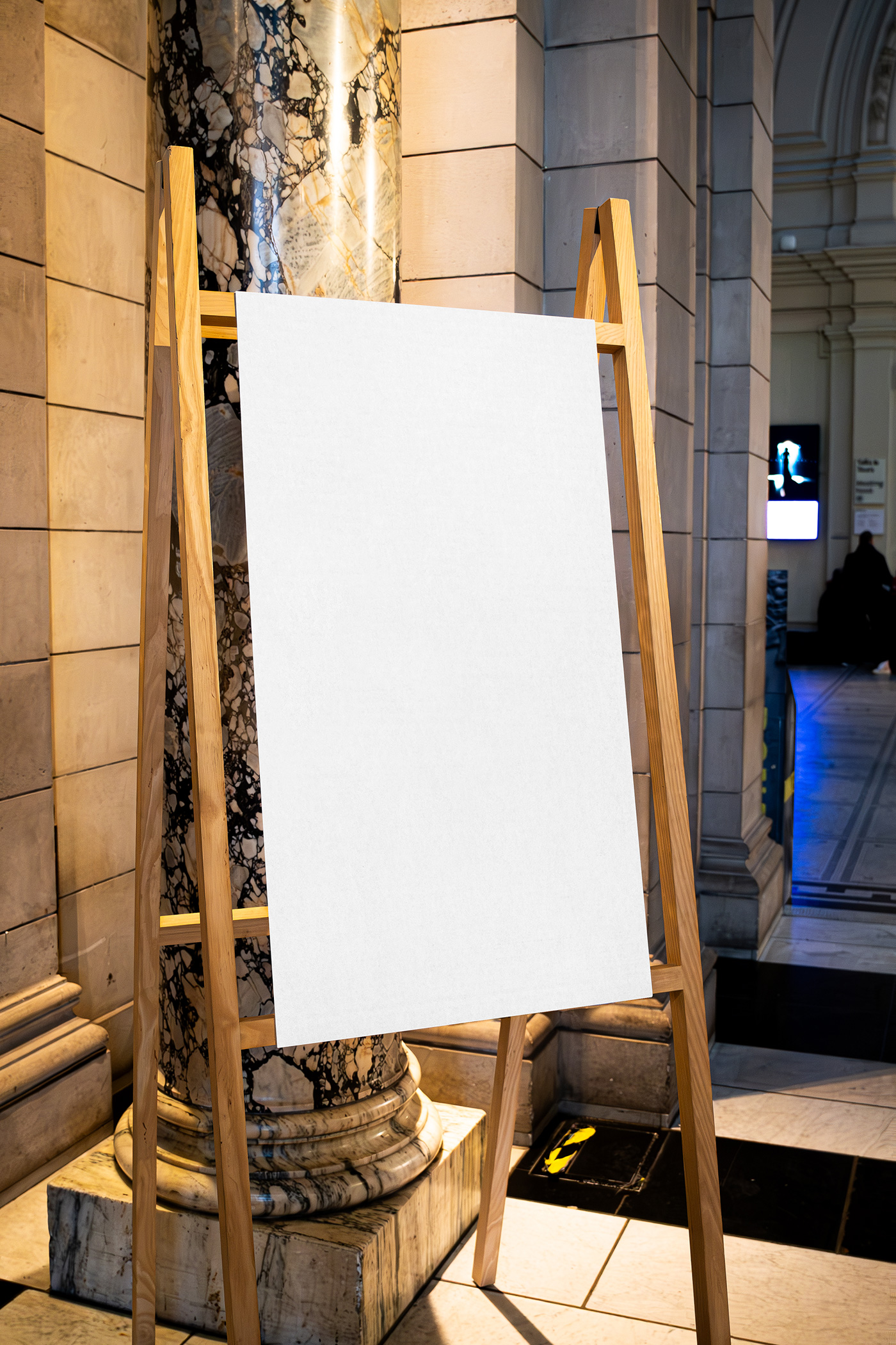 Free Modern Gallery Stand Mockup - mockupbee