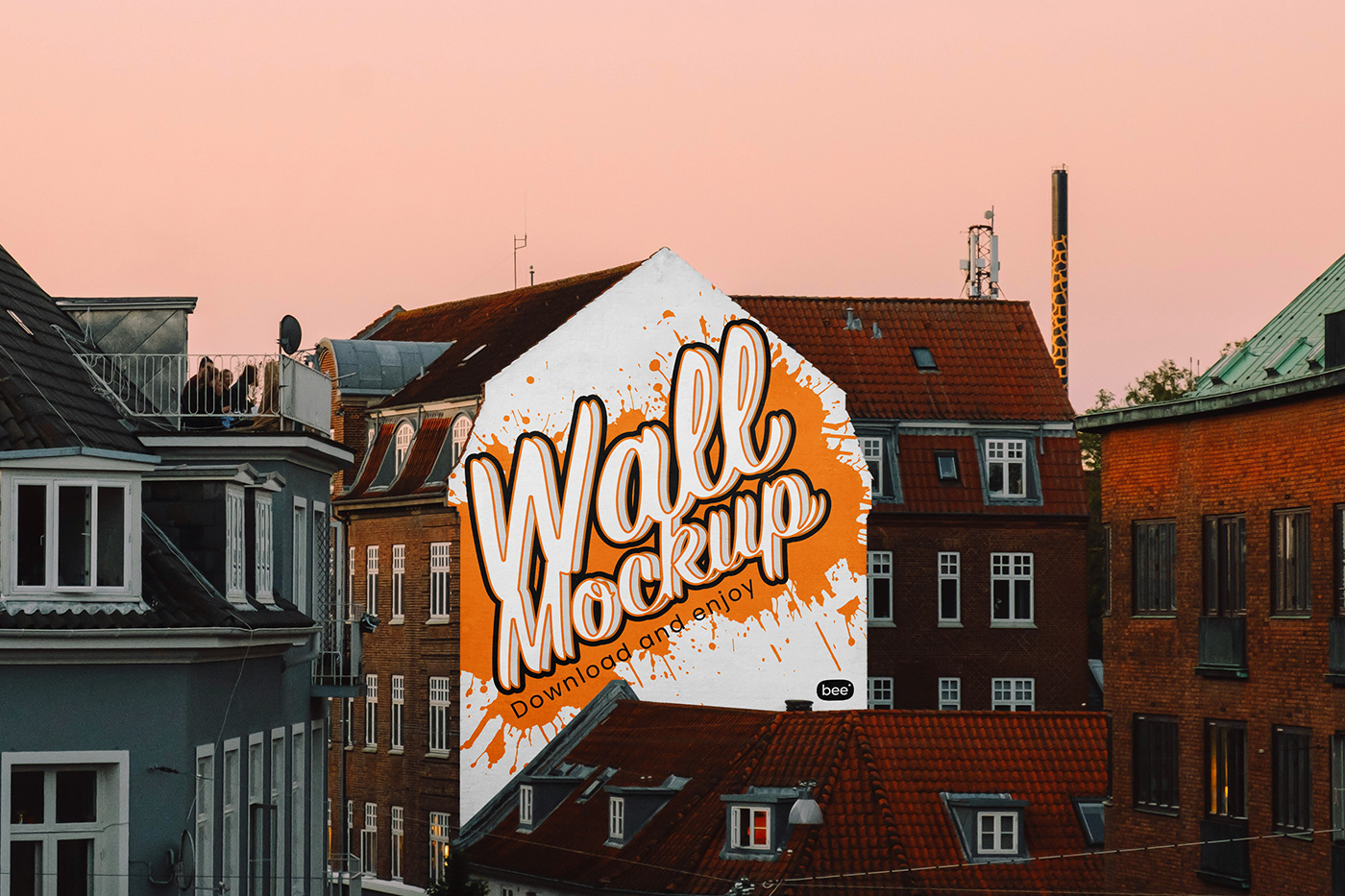 Free Wall in Old Town Mockup - mockupbee