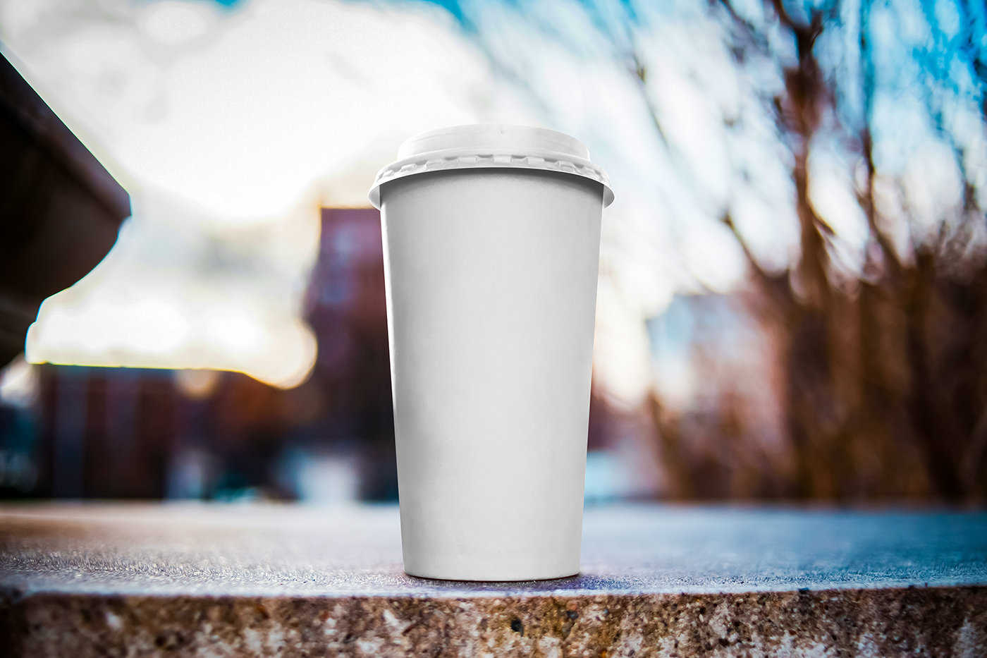 Free Standing Big Paper Cup Mockup - mockupbee