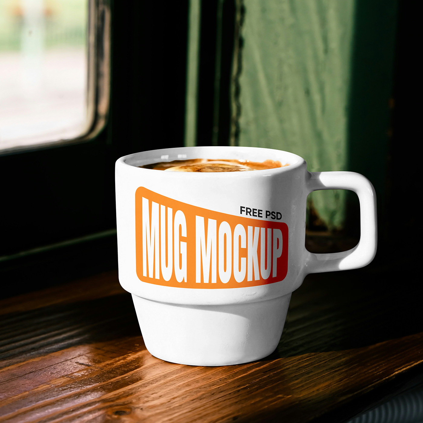 Free Retro Ceramic Mug Mockup - mockupbee