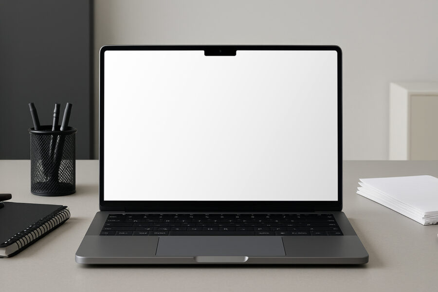 Free Notch MacBook Mockup - mockupbee