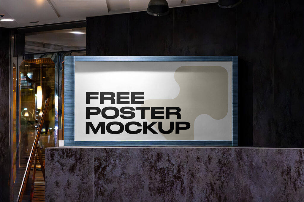 Free Horizontal Poster at Night Mockup - mockupbee